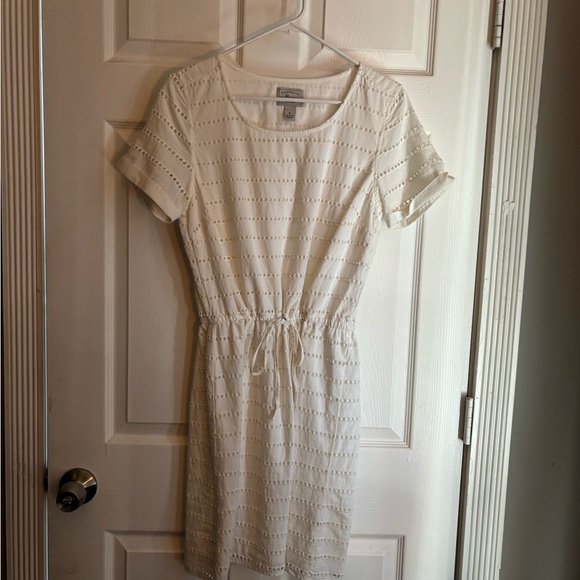 G.H. Bass & Co. | Dresses | Gh Bass Co White Ribbed Ruched Midi Dress ...